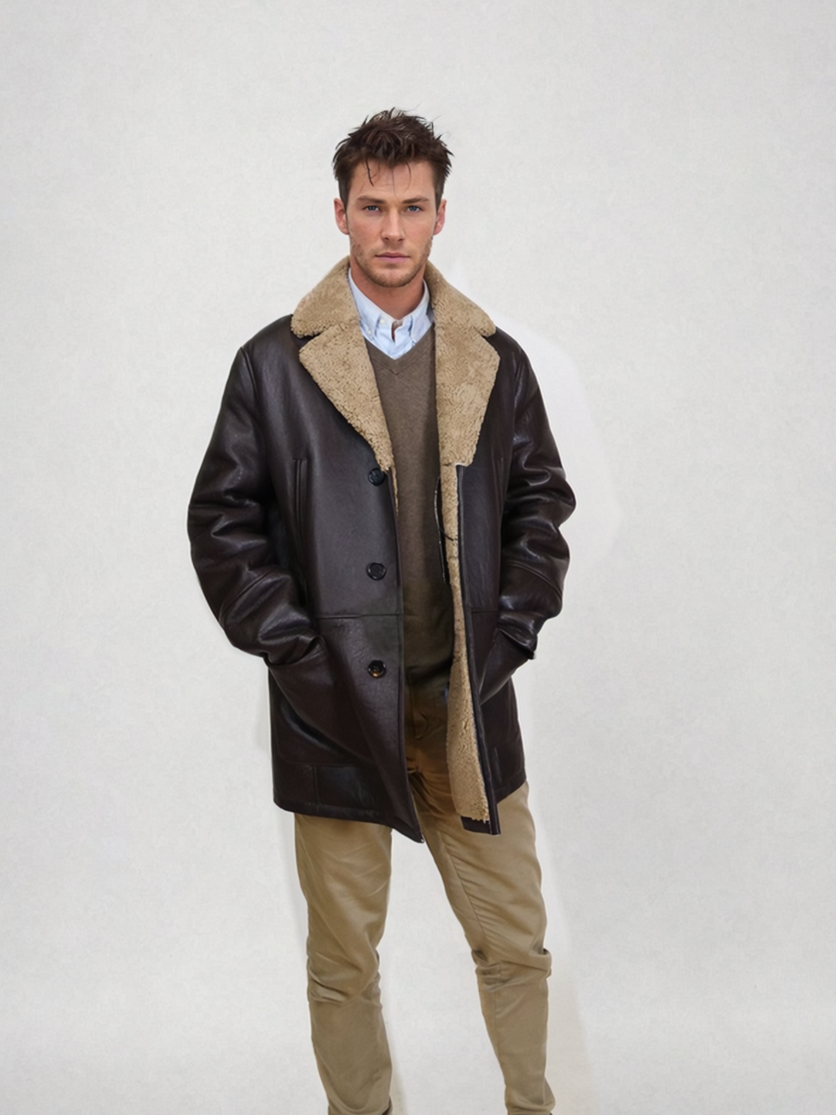 Georges, 82 cm - Collar - Rock Lamb - Man - Brown – Levinskyfurs
