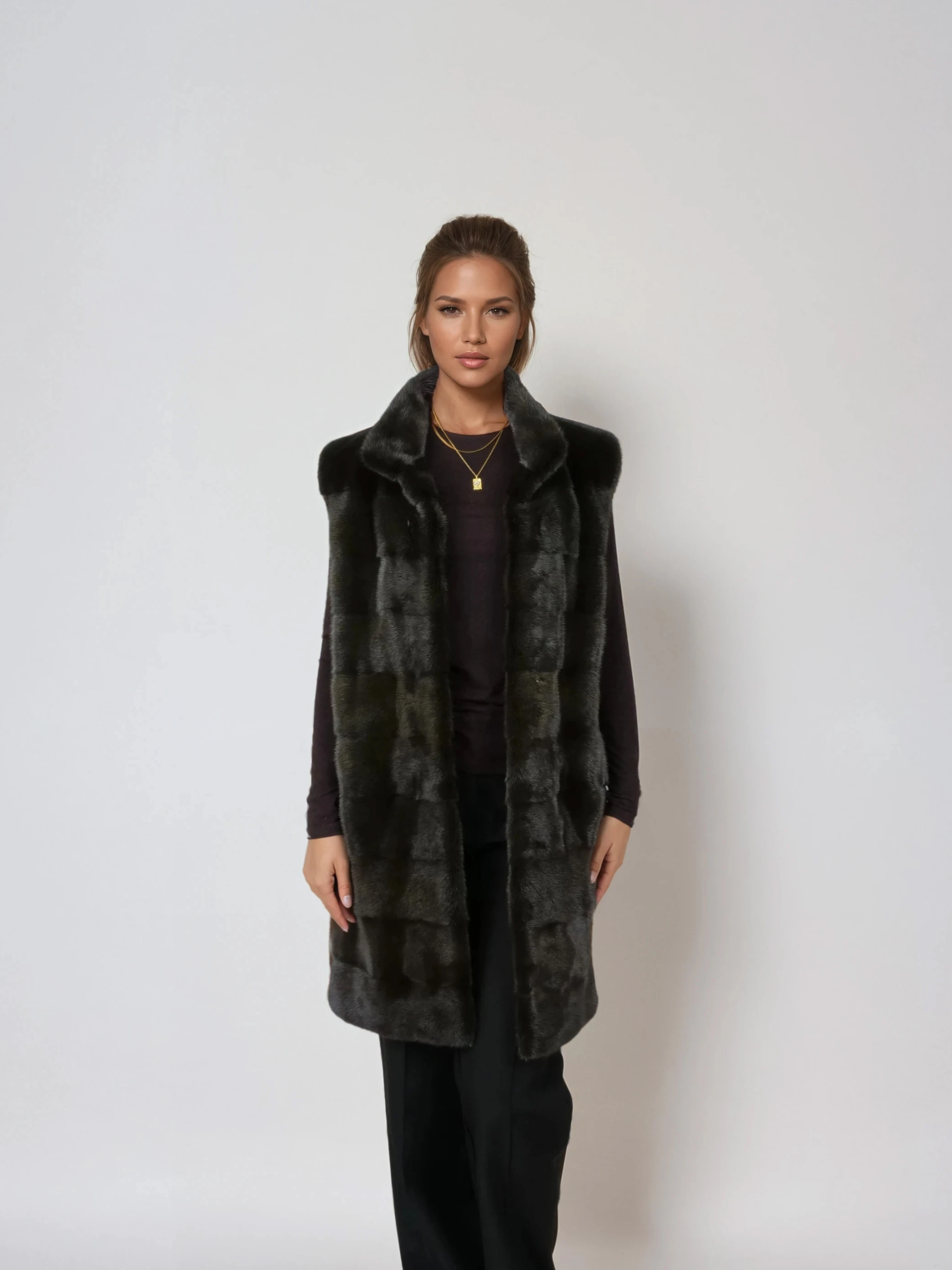 Denise West, 92 cm. - Collar - Mink - Women - Army – Levinskyfurs
